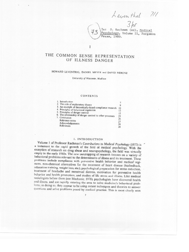 The Common-Sense Representation of Illness Danger | PDF