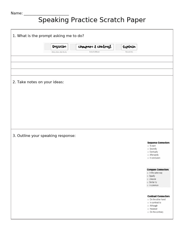 Recorded Speaking Practice Scratch Paper | PDF