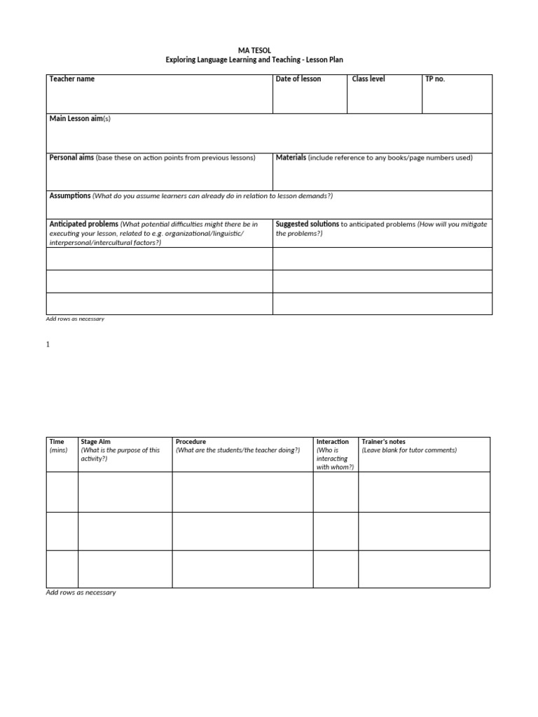ELLT Lesson Plan 22 | PDF