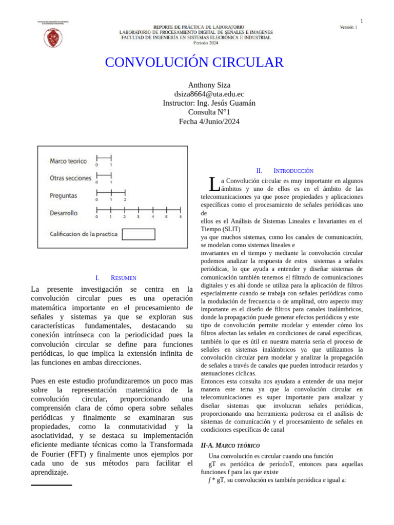 Convolución Circular en Procesamiento de Señales | PDF | Circunvolución ...