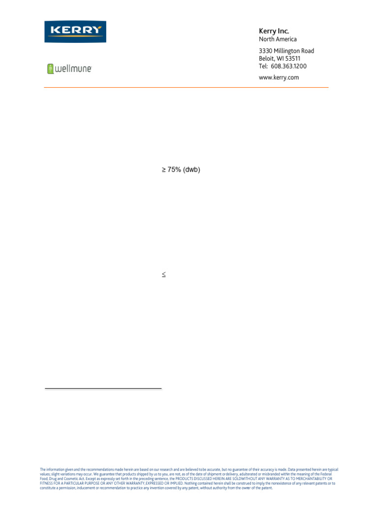 Wellmune Soluble Spec 30679673 | PDF