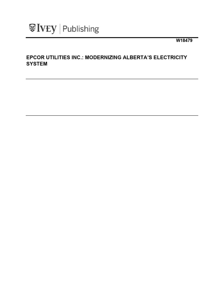 Epcor Utilities Inc.: Modernizing Alberta'S Electricity System | PDF ...