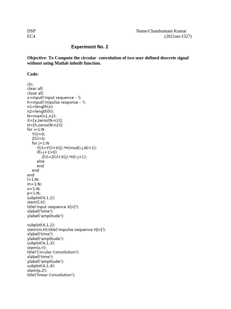 Circular and Linear Convolution in DSP | PDF