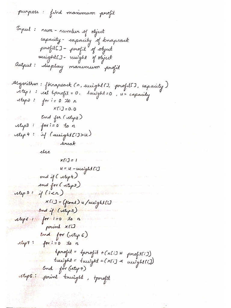 DAA Knapsak Greedy | PDF