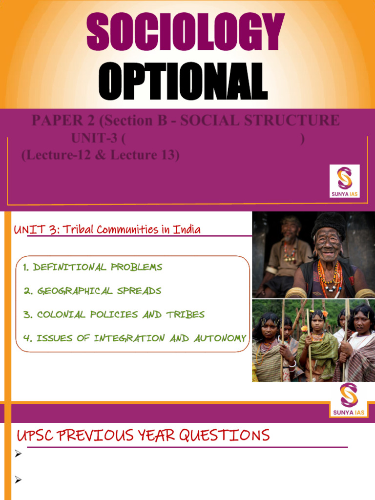 SOCIOLOGY UNIT 3A and 3B - TRIBES - Definitional Problems and ...