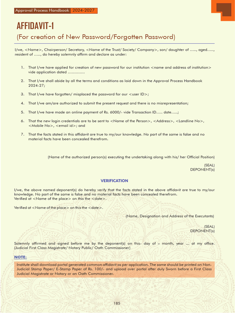 Affidavit for Password Creation 2024-27 | PDF | Affidavit | Civil Law ...