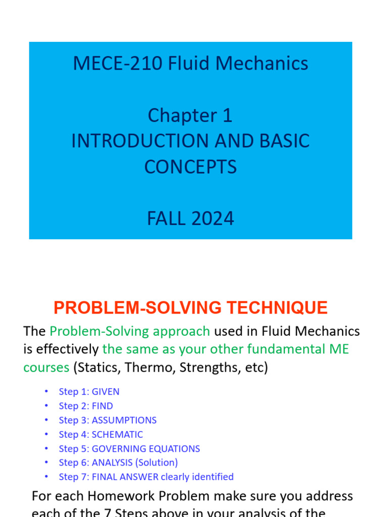 2241 Chapter 1 - SLIDES Handout | PDF | Fluid Dynamics | Stress (Mechanics)