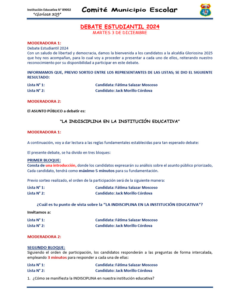 Debate Estudiantil 2024 | PDF