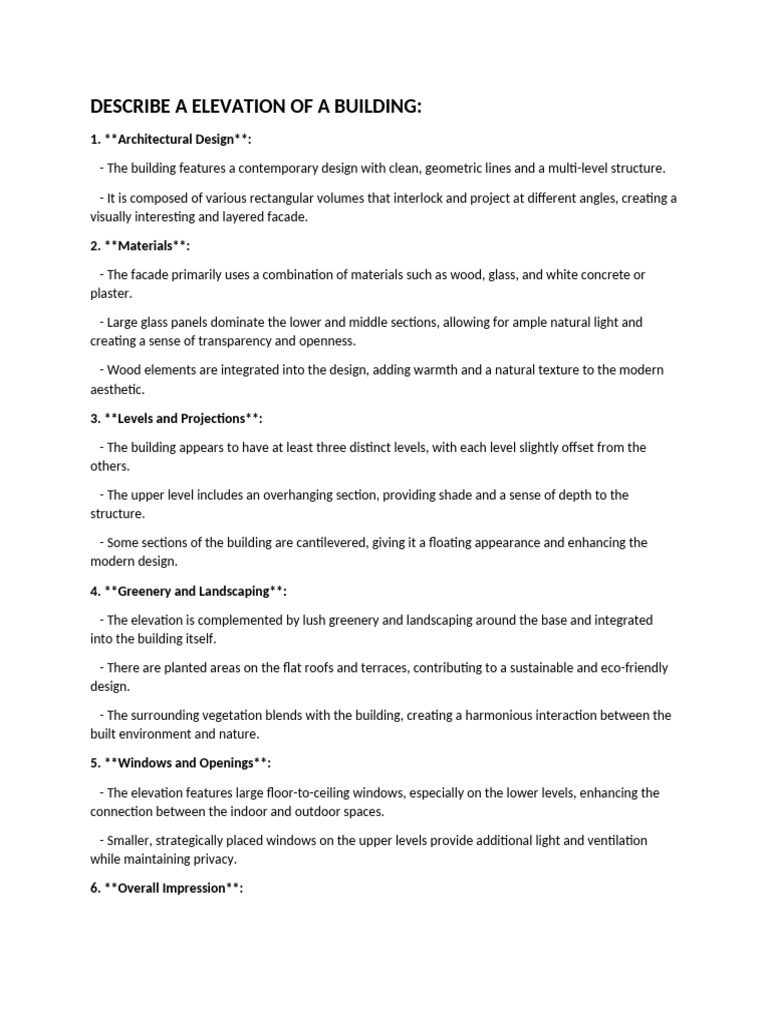 Describe A Elevation of A Building | PDF | Room | Kitchen