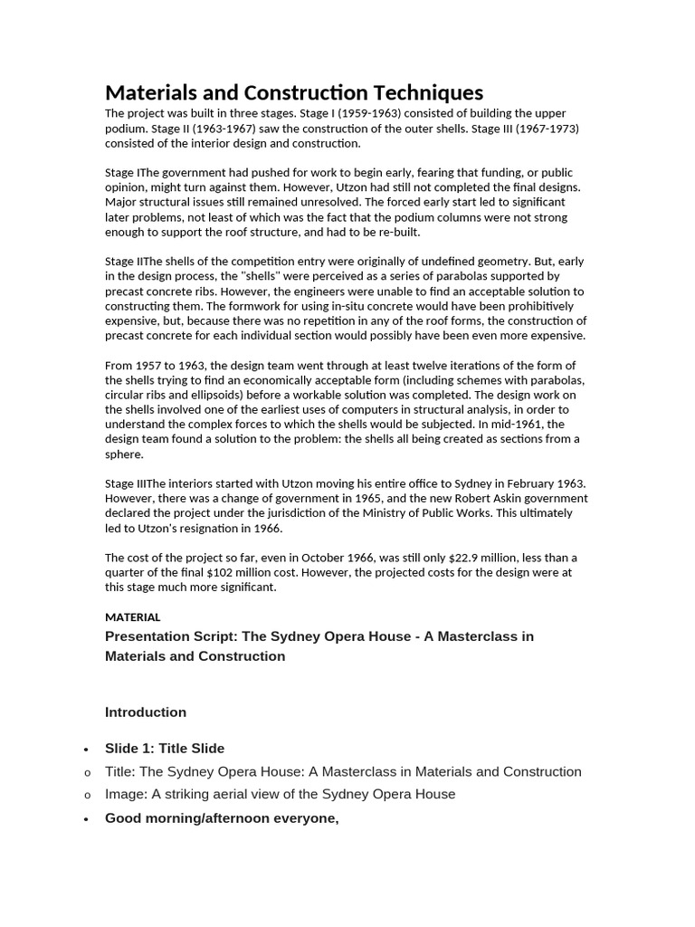 Presentation Script - Opera House Sydney | PDF | Architectural Design ...