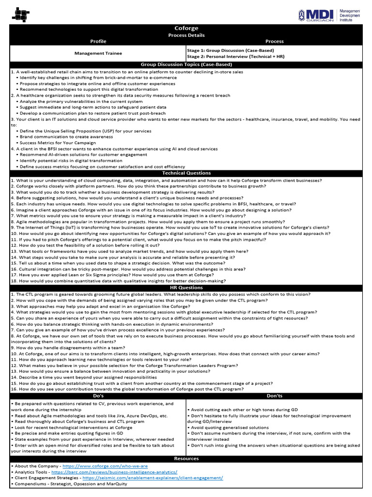Coforge_Process Cheatsheet | PDF | Performance Indicator | Cloud Computing