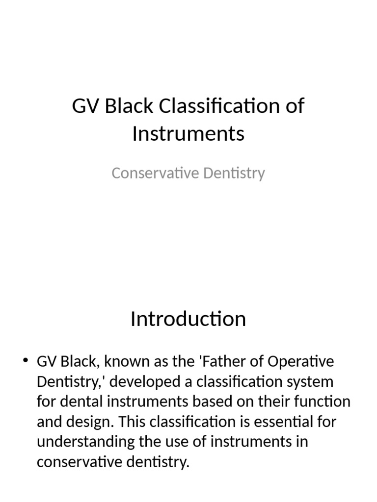 GV Black Classification With Chisel | PDF
