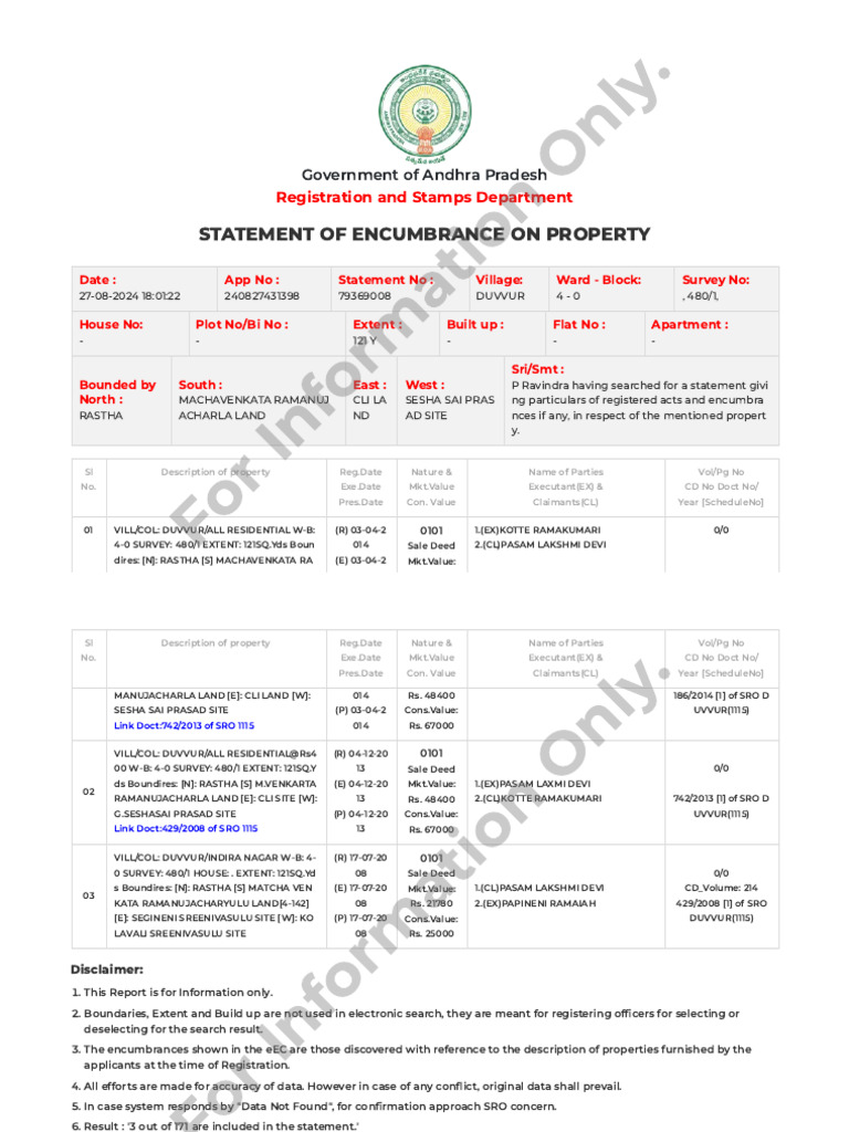 E-Encumbrance Service 2008 | PDF