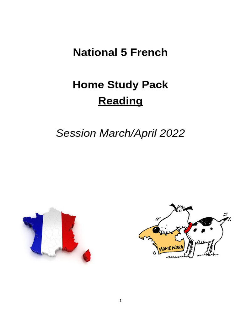 National 5 French Home Study Exercises | PDF