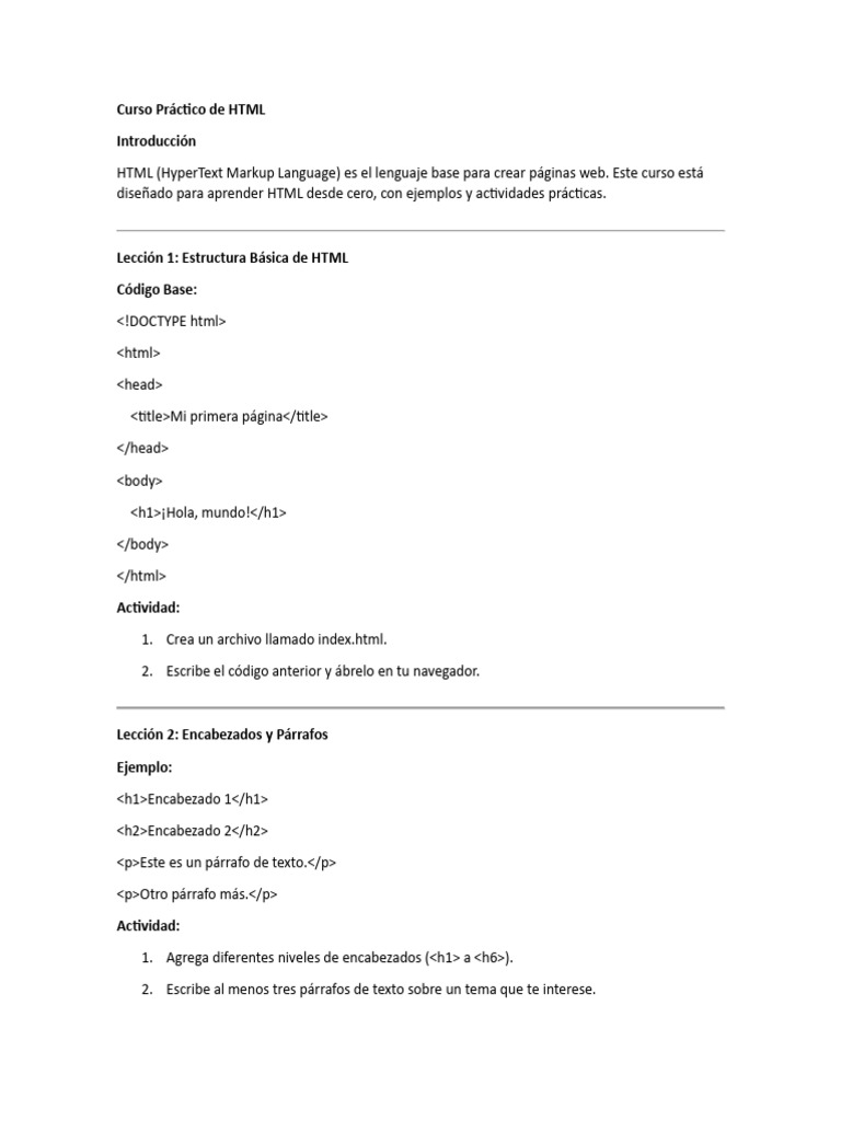 Curso Práctico de HTML | PDF | HTML | ciberespacio