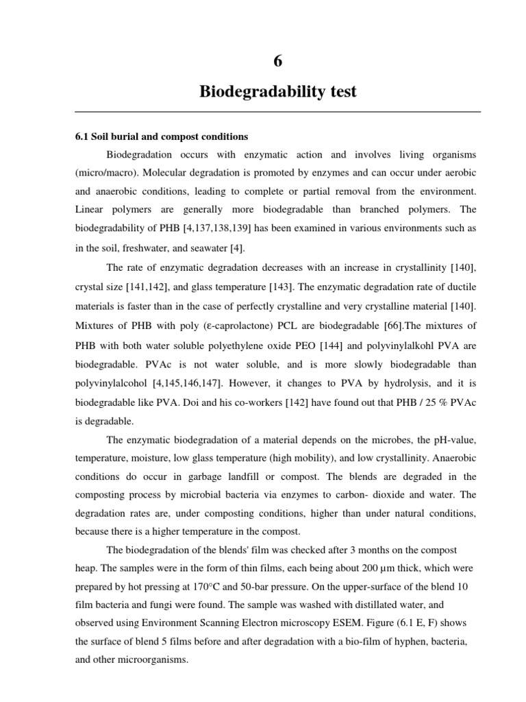 6 Biodegradability Test: 6.1 Soil Burial and Compost Conditions | PDF ...