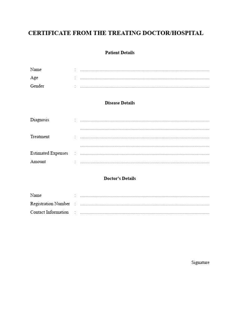 Treating Doctor Certificate Template | PDF