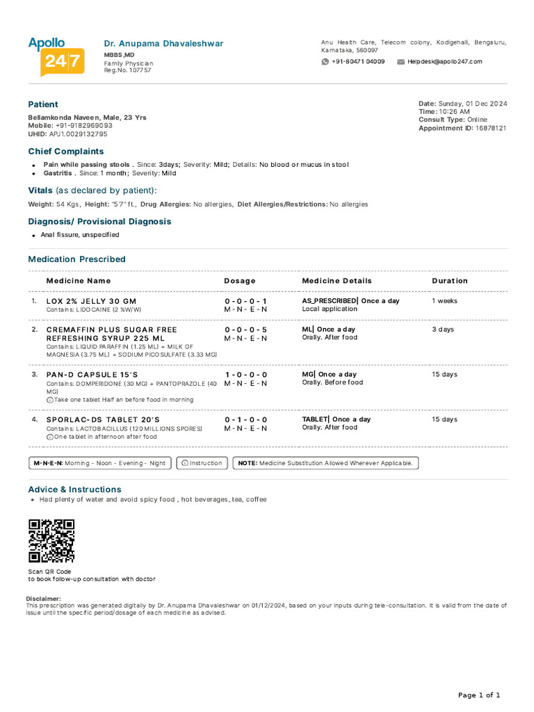 Prescription Apollo 2471733029150161 | PDF | Health Care | Clinical ...