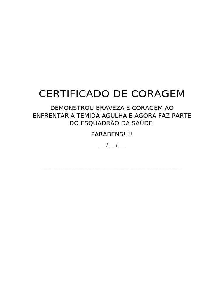 Certificado de Coragem | PDF