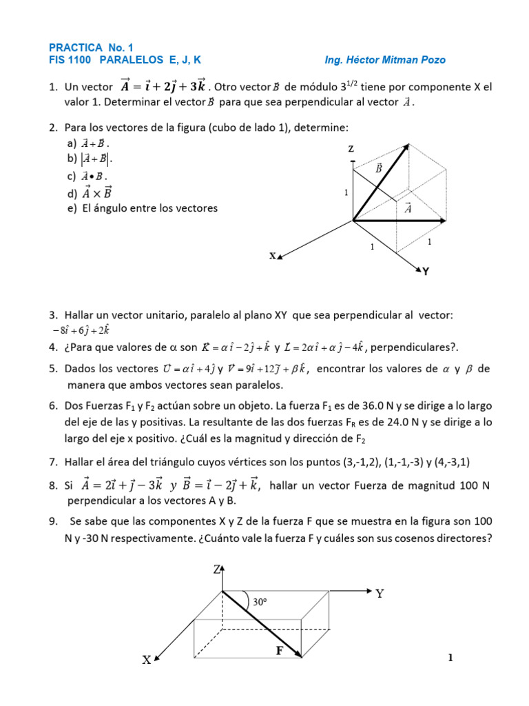 Practica de Vectores y Fuerzas | PDF | Vector Euclidiano | Esfuerzo de torsión