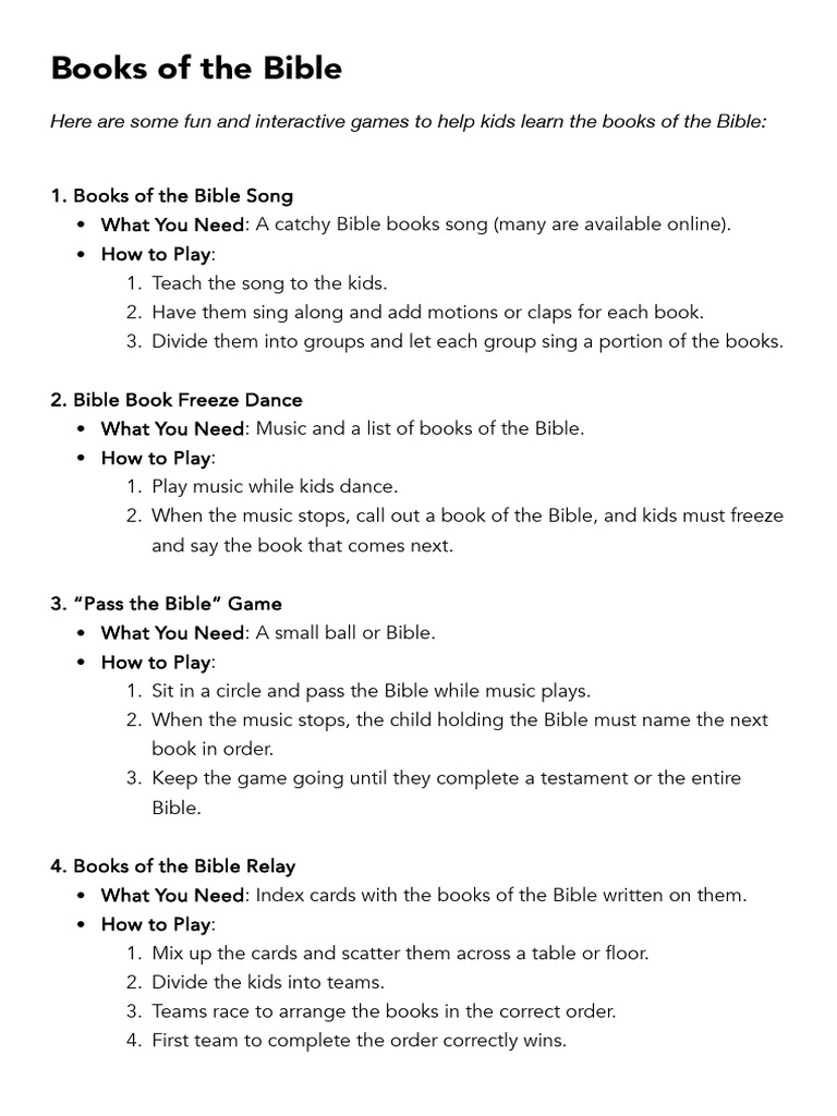 M1-AM-Books of the Bible | PDF | Crossword | Bible