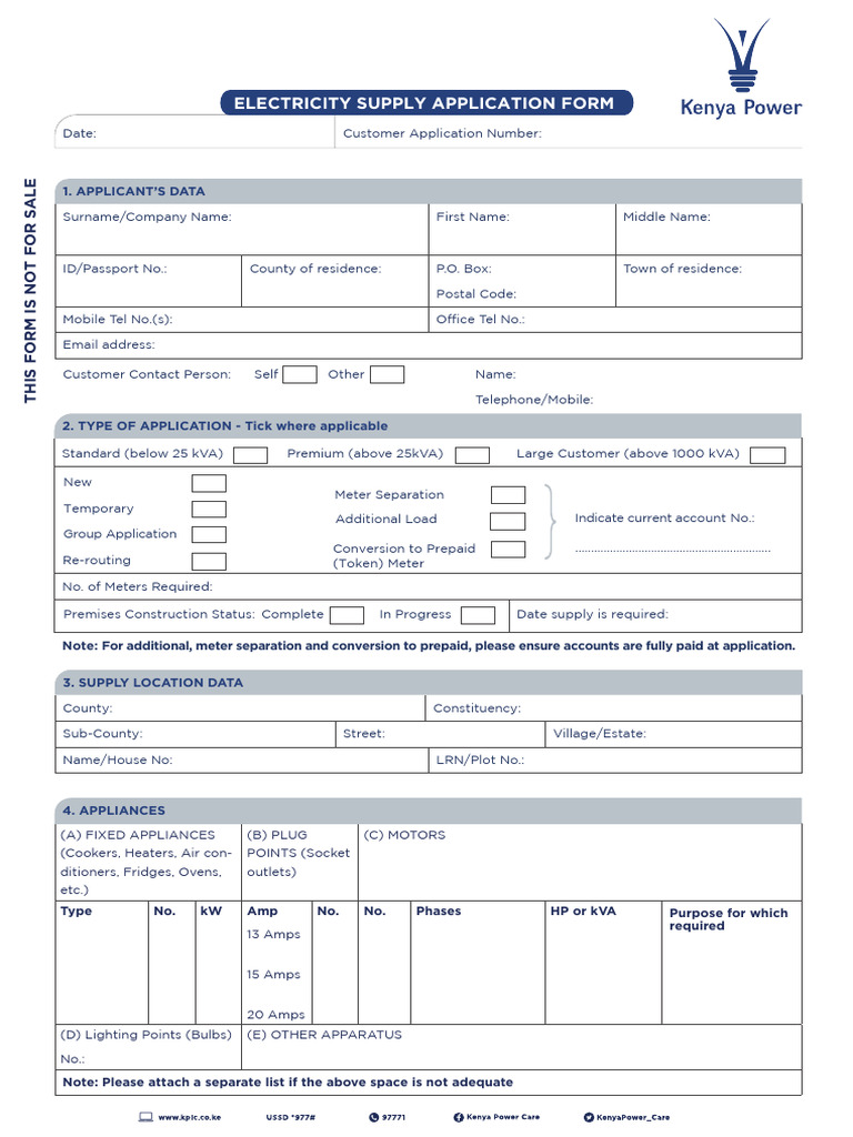 Electricity Supply Application Form | PDF | Mains Electricity | Ac ...