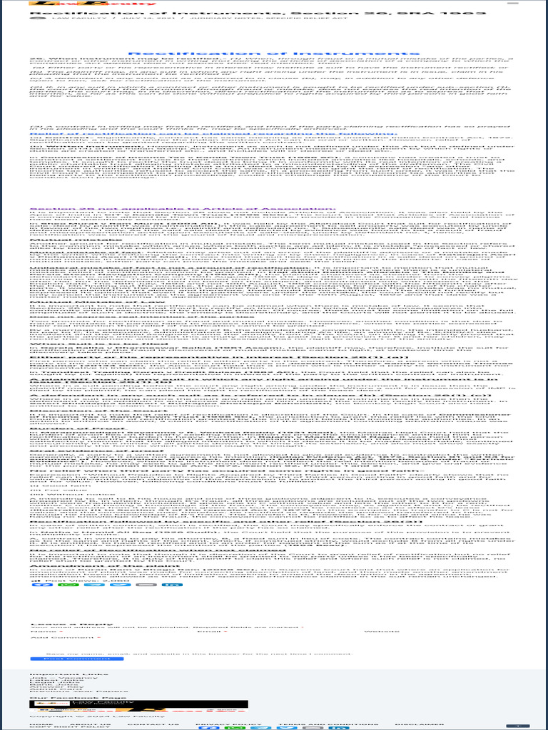 Rectification of Instruments, Section 26, SRA 1963 Law Faculty | PDF | Lawsuit | Pleading