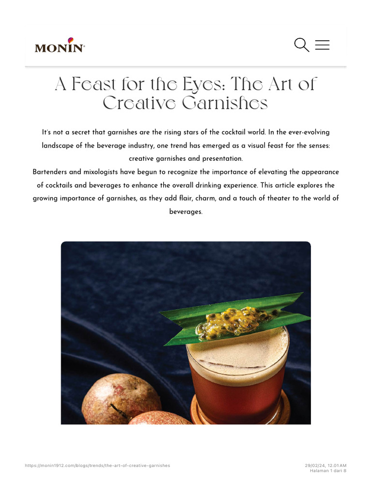 A Feast For The Eyes - The Art of Creative Garnishes | PDF | Bartender | Cuisine