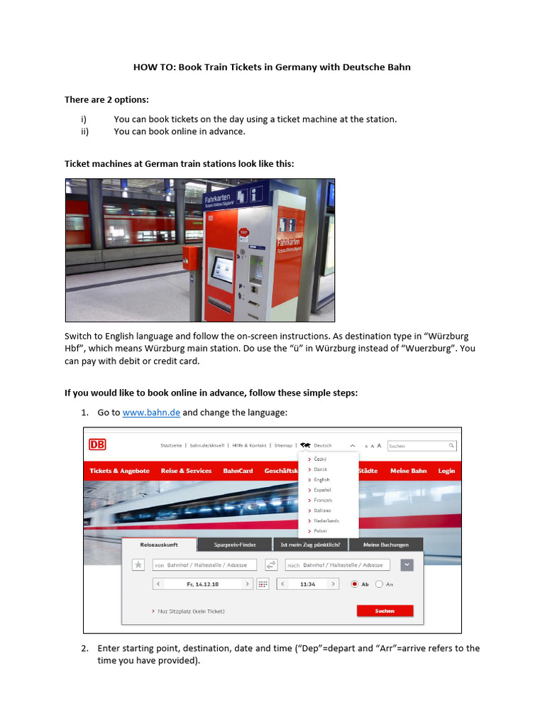 Book Deutsche Bahn Train Tickets Guide | PDF | Public Transport