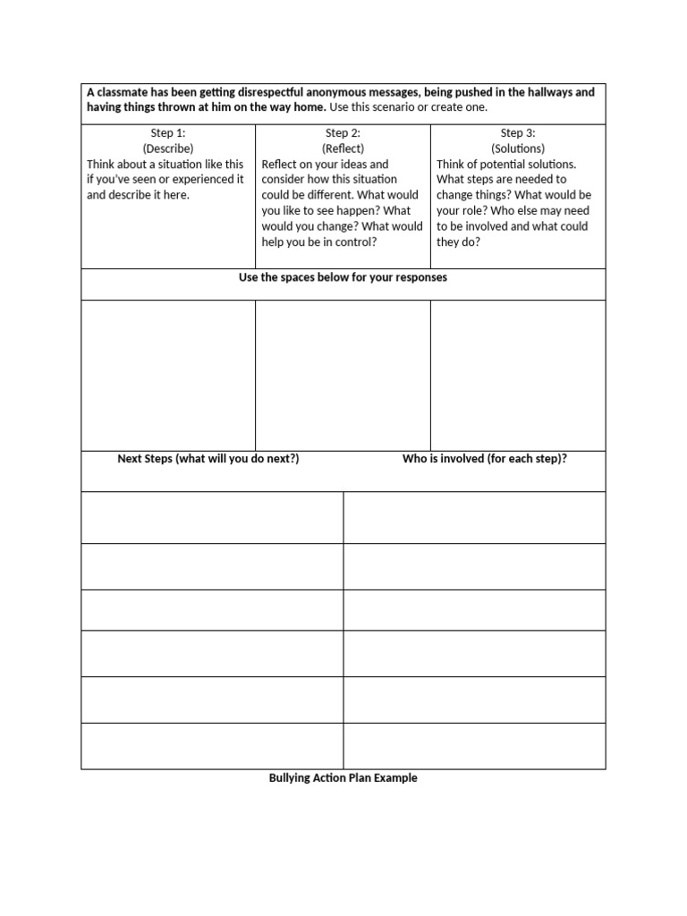 Bullying Action Plan Template | PDF