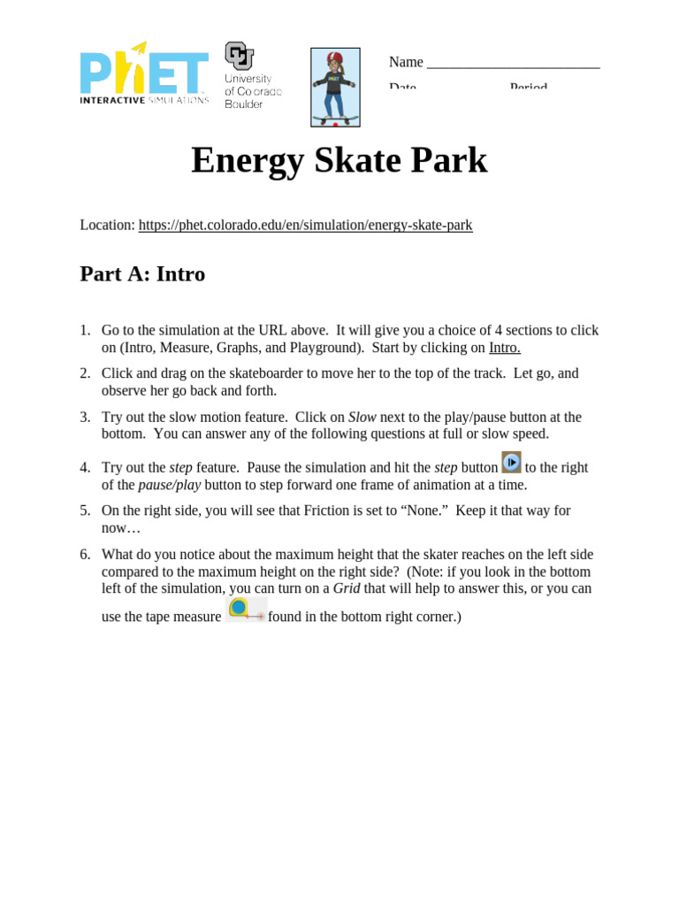11-14 PhET Energy Skate Park | PDF | Kinetic Energy | Potential Energy