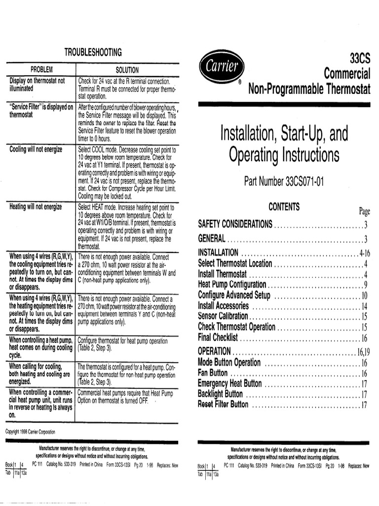 Thermostat 33cs Operating Instruction Pdf