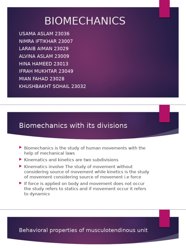 Biomechanics | PDF | Muscle Contraction | Anatomical Terms Of Motion