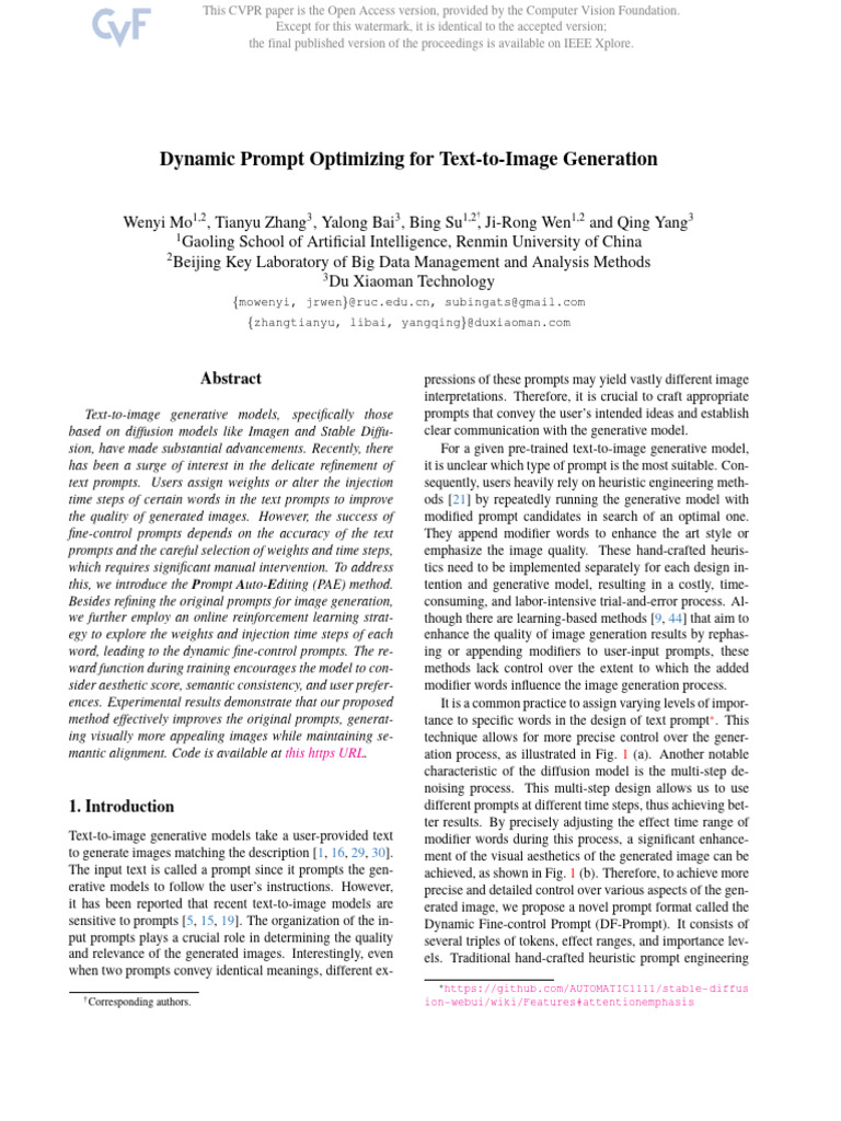 Mo_Dynamic_Prompt_Optimizing_for_Text-to-Image_Generation_CVPR_2024_paper | PDF | Machine ...