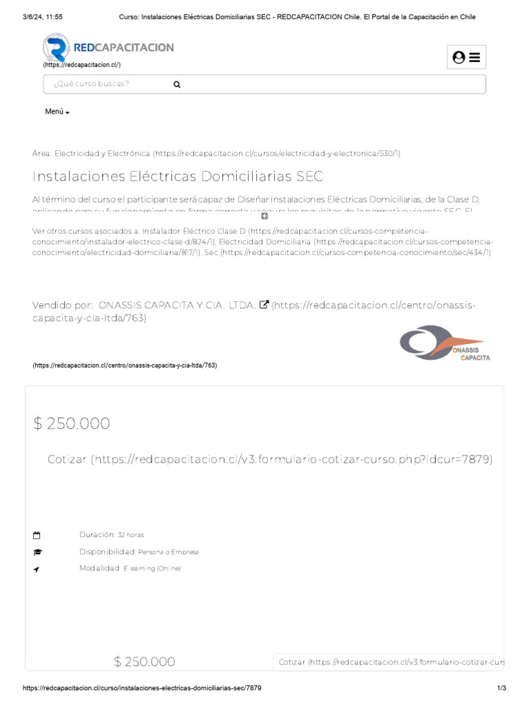 Curso_ Instalaciones Eléctricas Domiciliarias SEC - REDCAPACITACION Chile. El Portal de la ...