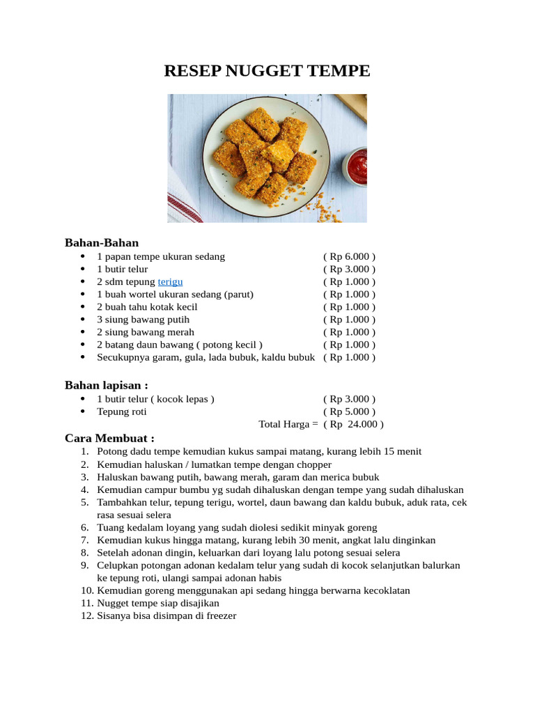 Resep Nugget Tempe | PDF
