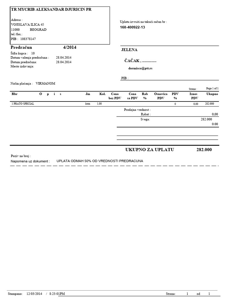 Mycrib-Predracun, Prato Special | PDF