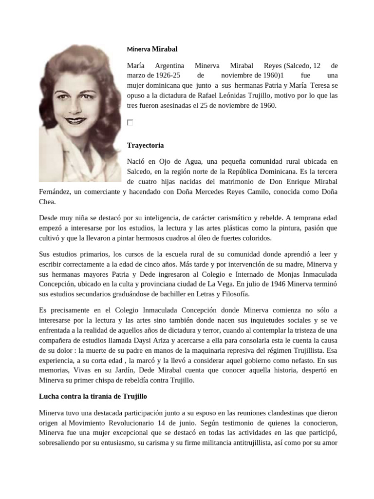 Minerva Mirabal Biografia | PDF