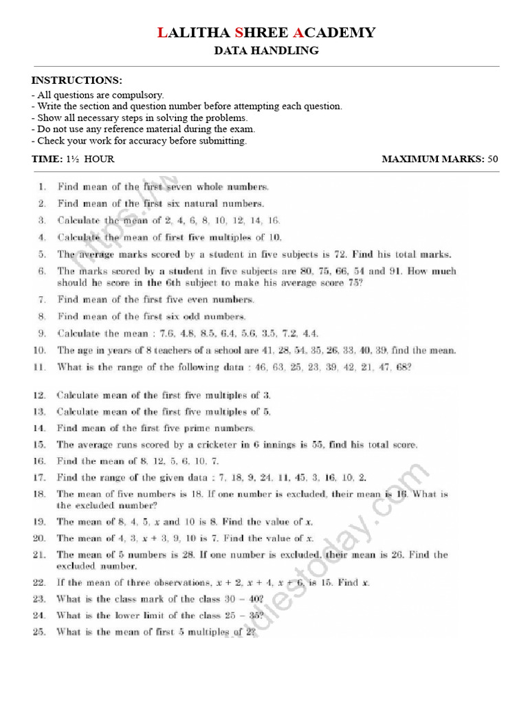 Data Handling Class 7 | PDF