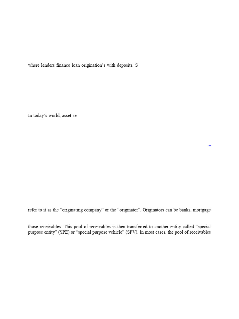 Asset Securitization Pdf Securitization Credit