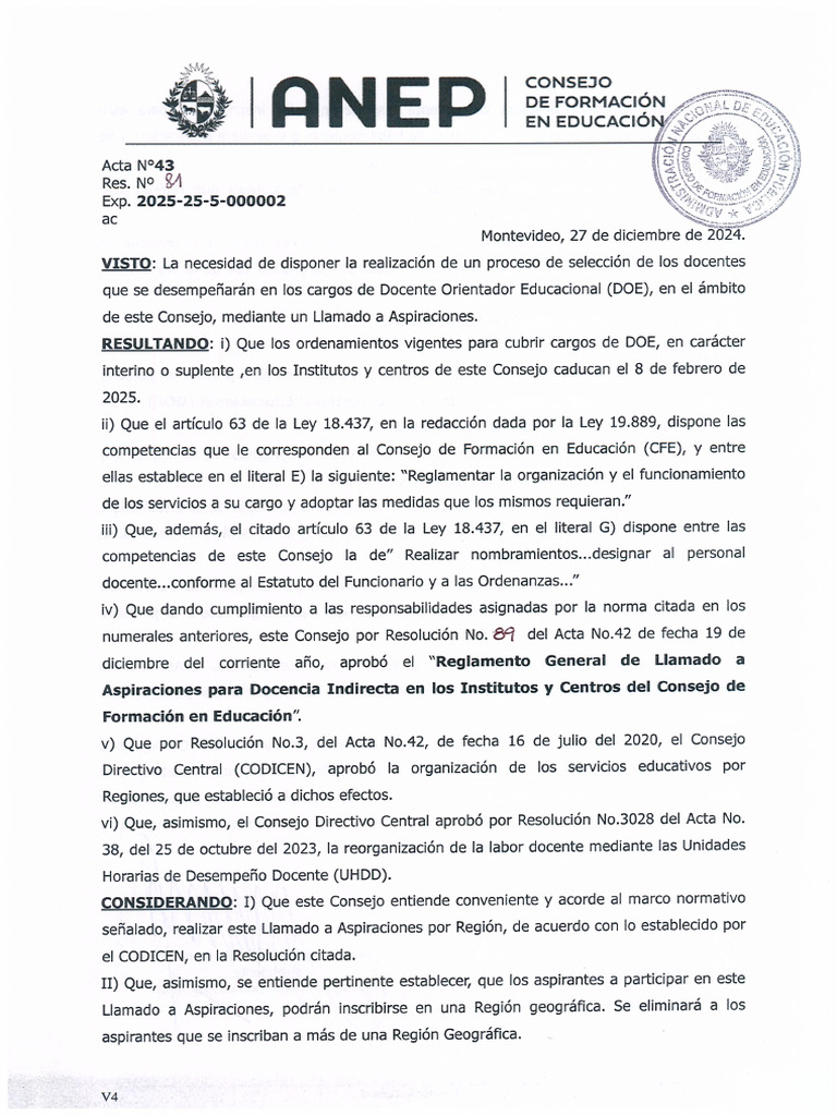 A43 R081 E 2-25 Llam Asp Cargos DOE - Aprobar Bases | PDF | Documento ...