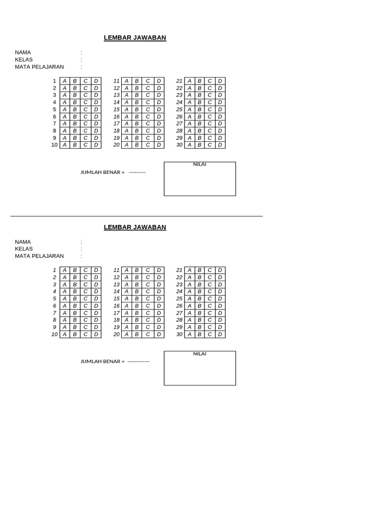 LEMBAR JAWABAN LJK | PDF