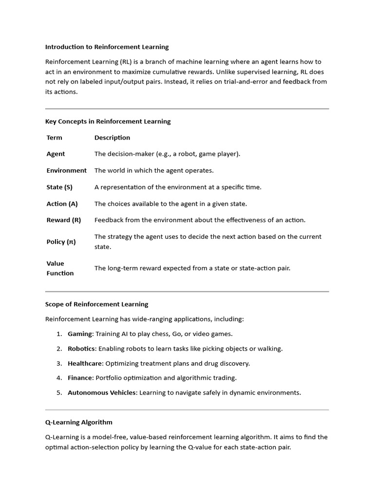 Intro To Reinforcement Learning - DQ Q AC A3C | PDF | Cognition ...