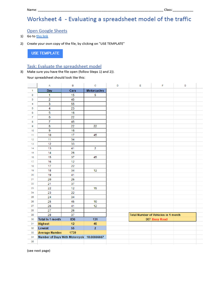 Evaluating Traffic Spreadsheet Model | PDF