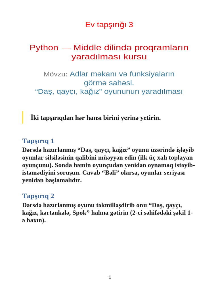 Python-Middle - Tapşırıq 3 | PDF