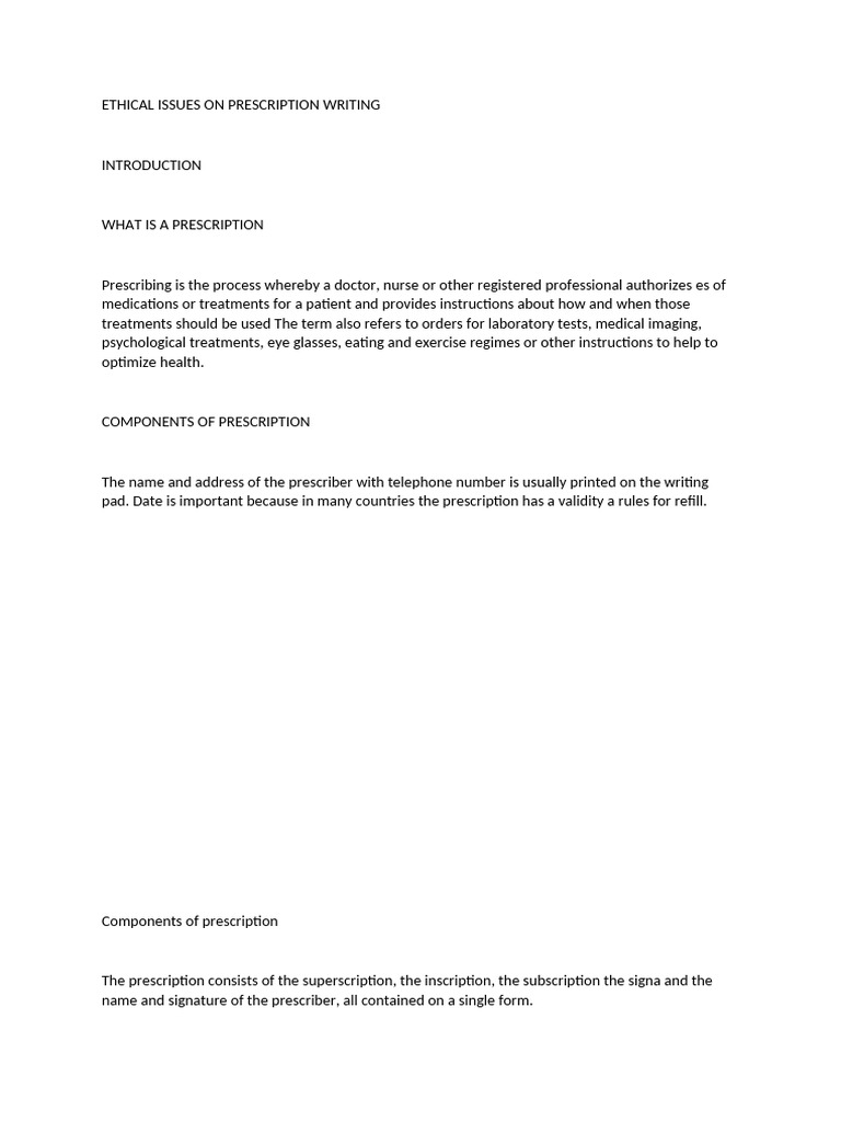 Ethical Issues On Prescription Writing | PDF | Medical Prescription ...