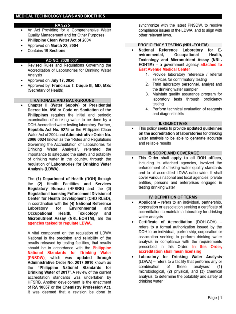 Republic Act No. 9275 | PDF | Drinking Water | Laboratories