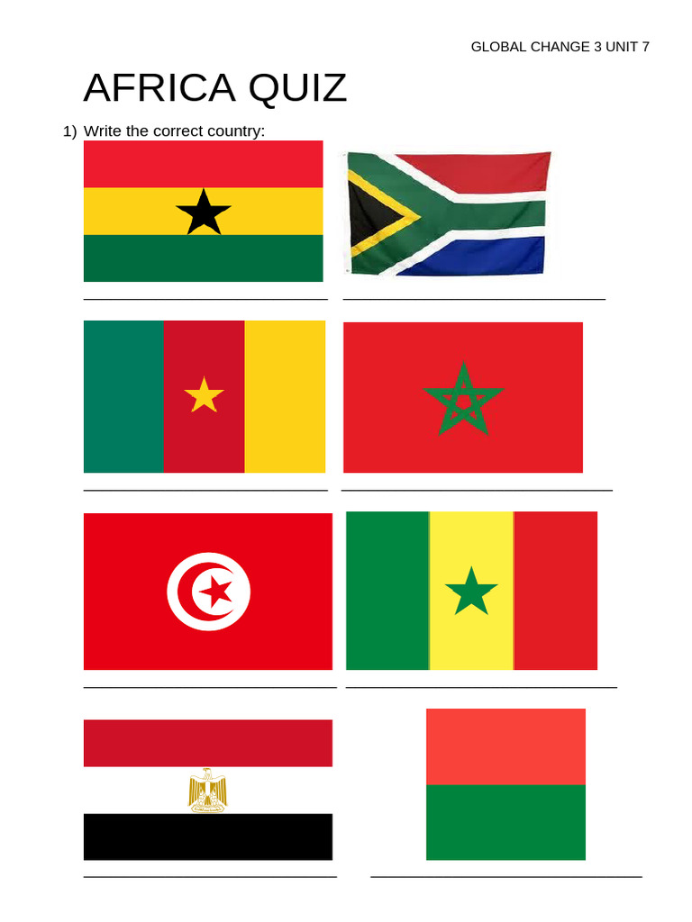 African English Quiz | PDF | Africa | Languages