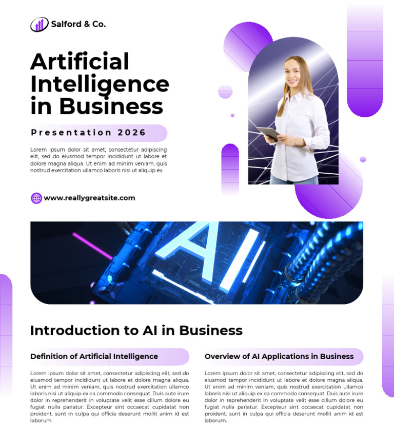 Purple and White Modern Artificial Intelligence in Business Presentation | PDF