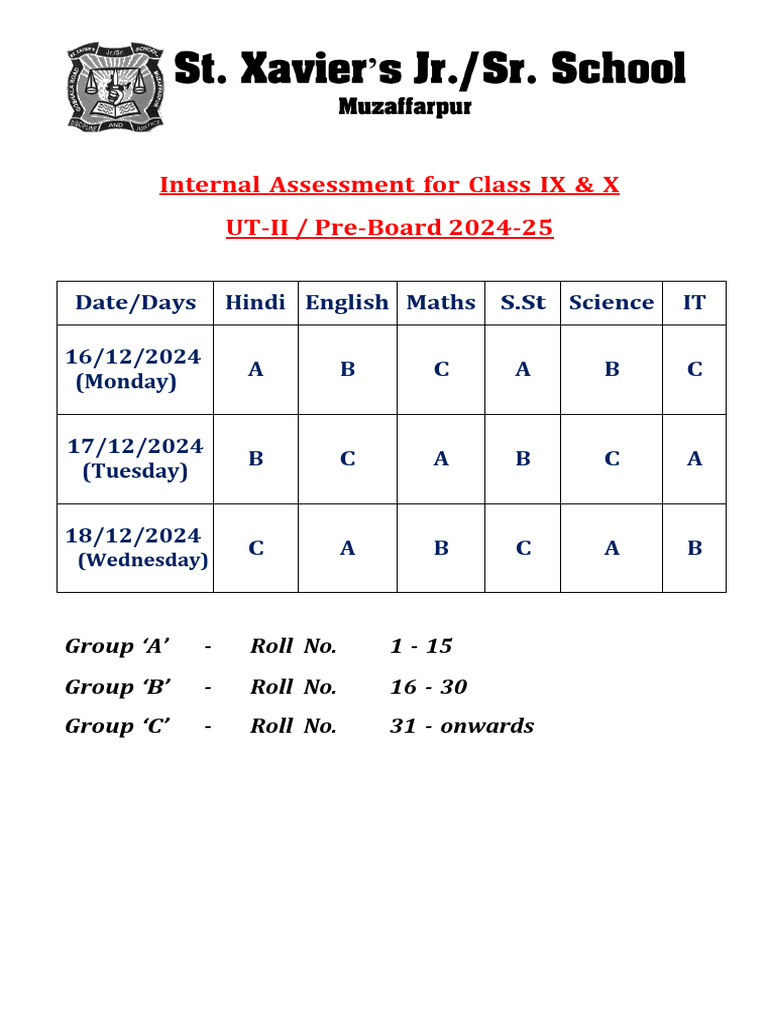 Internal Assessment (IX&X) UT II&PreBoard 1 | PDF